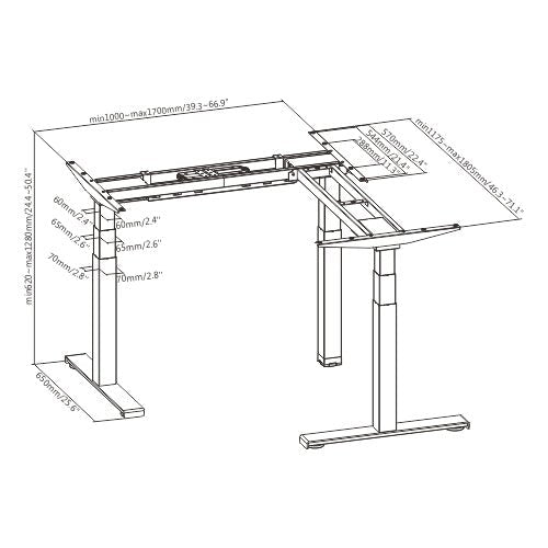 Electric Height Adjustable Standing Desk | L Shape | Purpleark